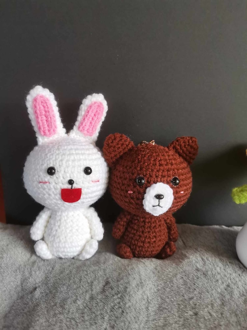Crochet Line Friends Keychain, Amigurumi Crochet Brown & Cony, Couples ...