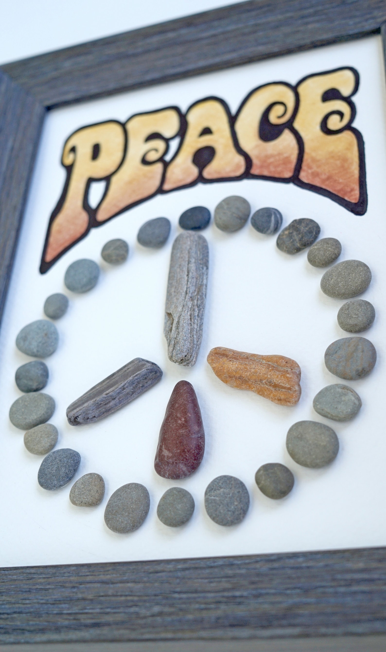 Peace Sign Pebble Art Hippie Decor Watercolor Painting - Etsy