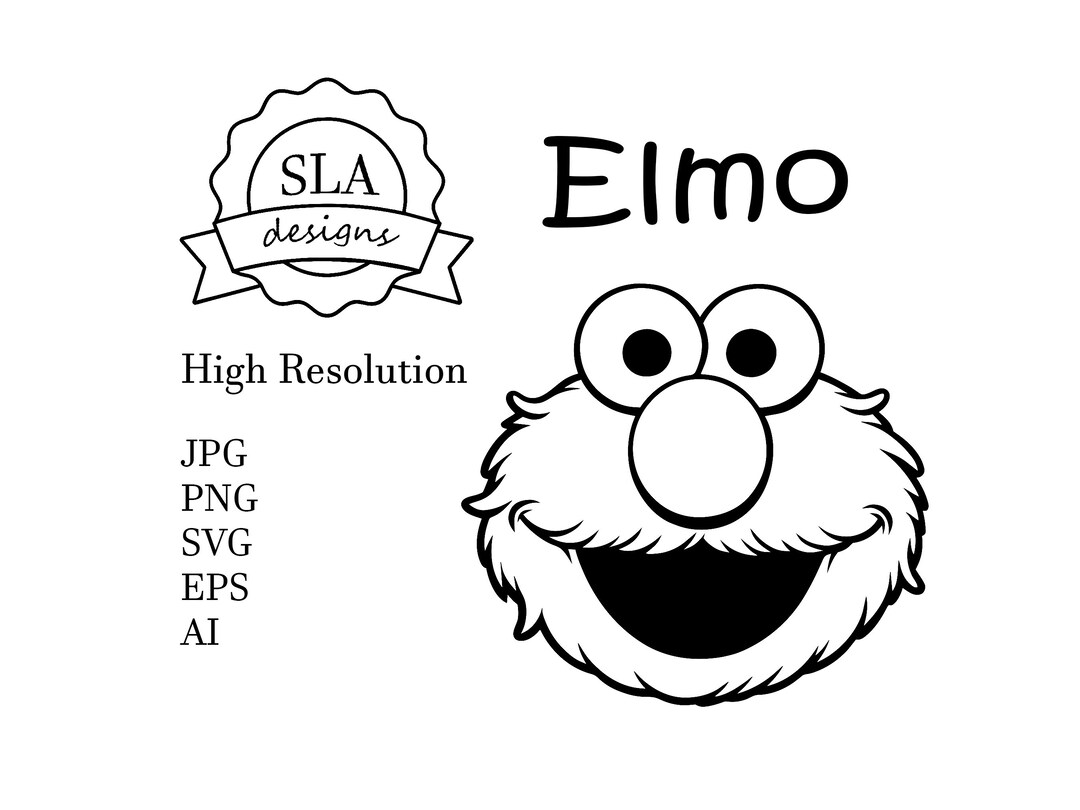 Elmo SVG, Fan Art Puppet Monster Svg, Cricut Vector Files, Black ...