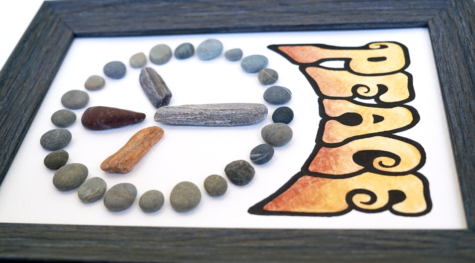 Peace Sign Pebble Art Hippie Decor Watercolor Painting - Etsy