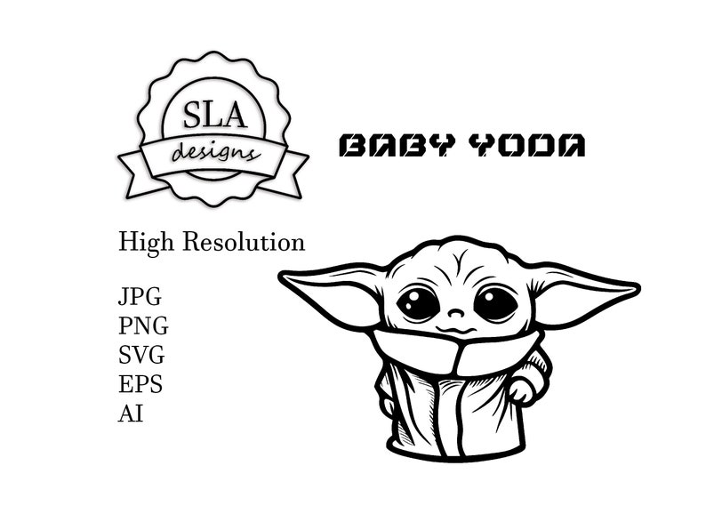 Baby Yoda SVG, Fan Art Star Wars Svg File, Linocut Vector Design SVG ...
