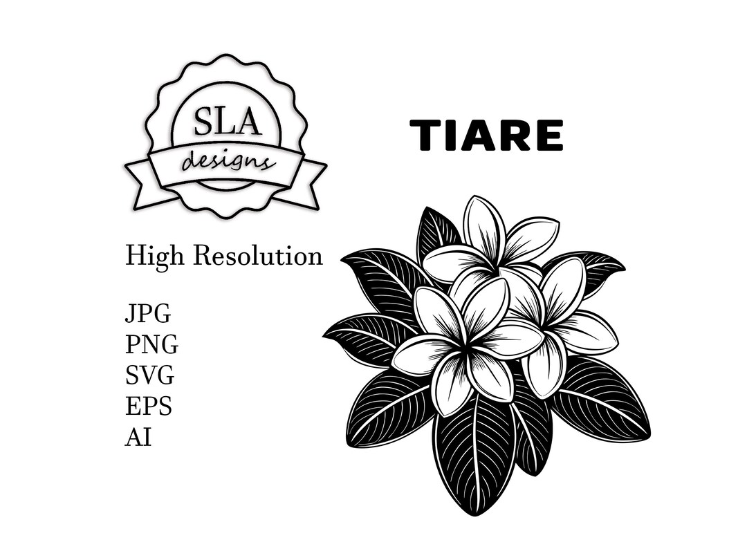 Tiare Flowers SVG, Circuit Floral Design, Commercial Use SVG, PNG ...