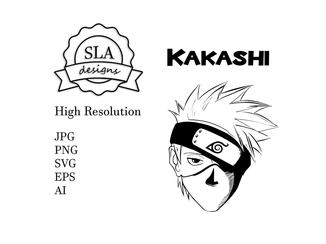 Kakashi Hatake SVG, Naruto Fan Art, Line Art Anime Vector Files, Black ...