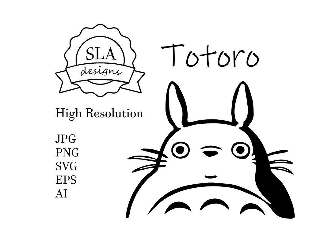 Totoro SVG, Fan Art Anime Vector svg line art, Esquema de grabado láser ...