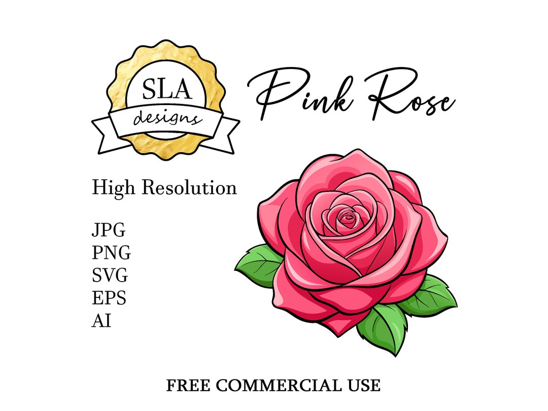 Pink Rose SVG, Commercial Use SVG, PNG Digital Downloads, High ...
