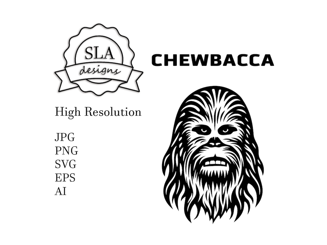 Chewbacca SVG, Fan Art Star Wars Svg File, Linocut Vector Design SVG ...
