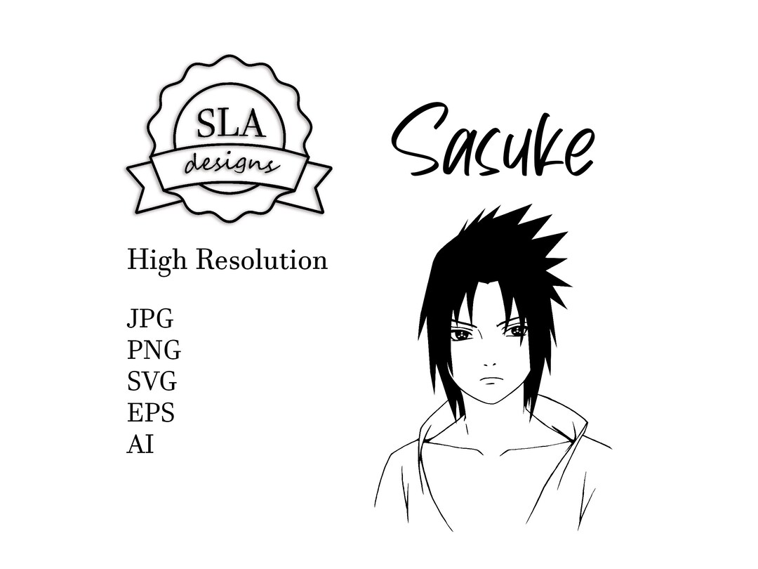 Sasuke SVG, Naruto Fan Art Vector Files, Black Outline SVG, PNG Digital ...