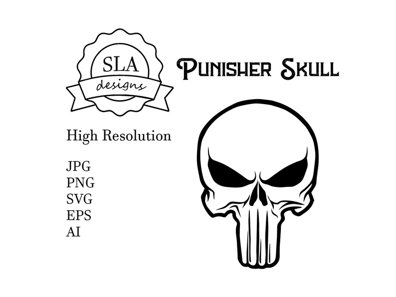 Punisher Skull SVG, Vigilante Comics Fan Art, Linocut SVG File, PNG ...