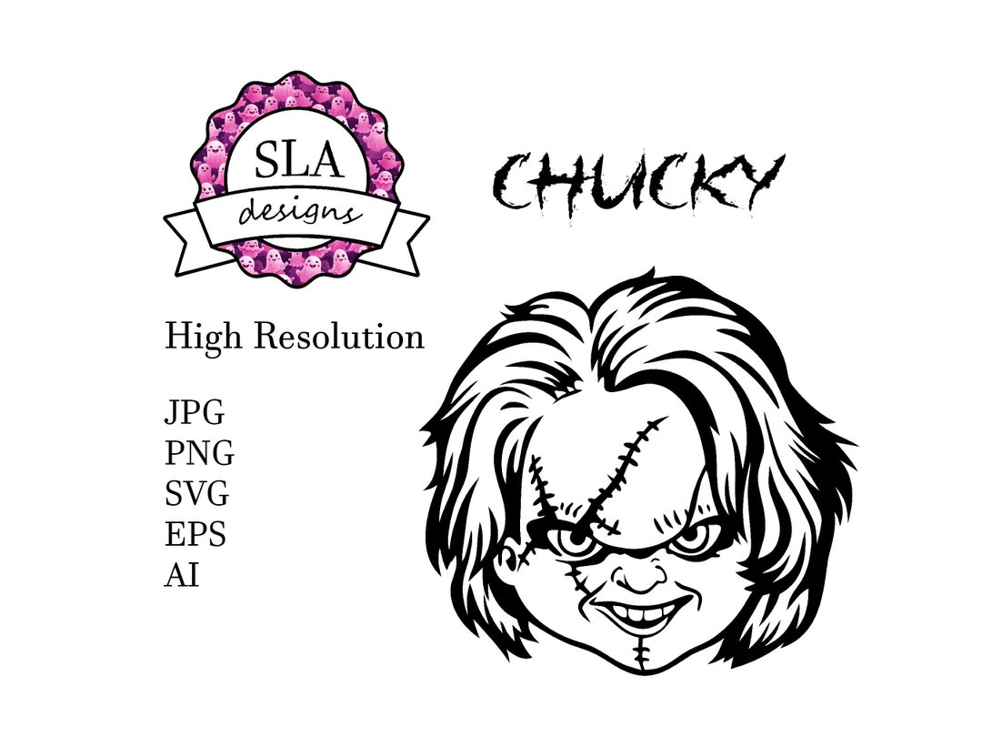 Chucky SVG, Horror Fan Art Linocut Svg File, Evil Vigilant Scary Face ...