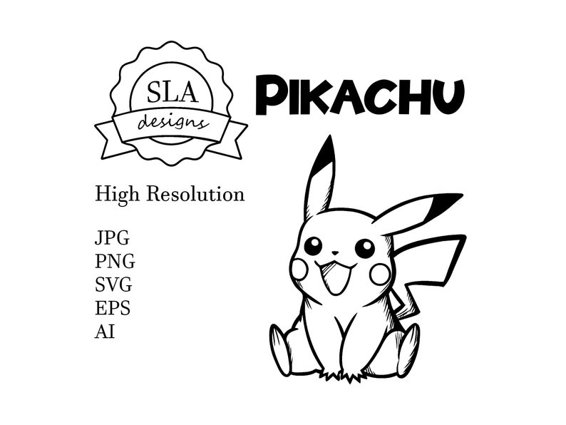 Pikachu SVG, Fan Art Pokemon Line Art Svg, Laser Engraving Outline ...