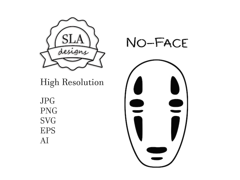 No Face SVG, Kaonashi Mask SVG, Miyazaki Spirited Away Fan Art Anime ...