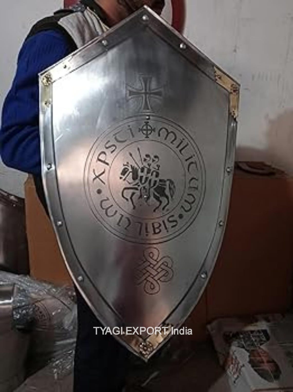 Medieval Templar Crusader Knight Shield, Handcrafted Steel & Brass With ...