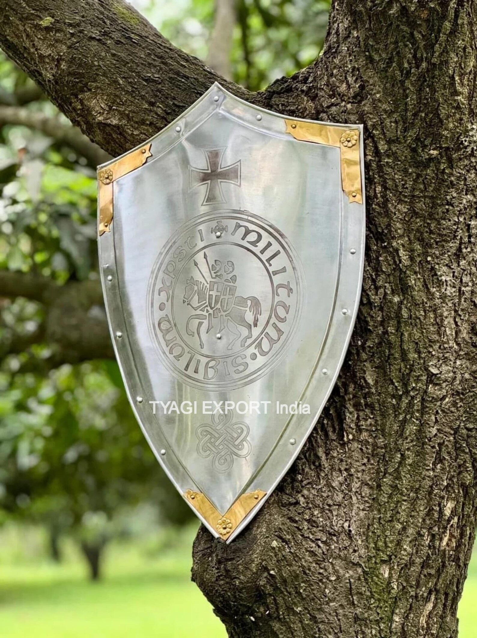Medieval Templar Crusader Knight Shield, Handcrafted Steel & Brass With ...