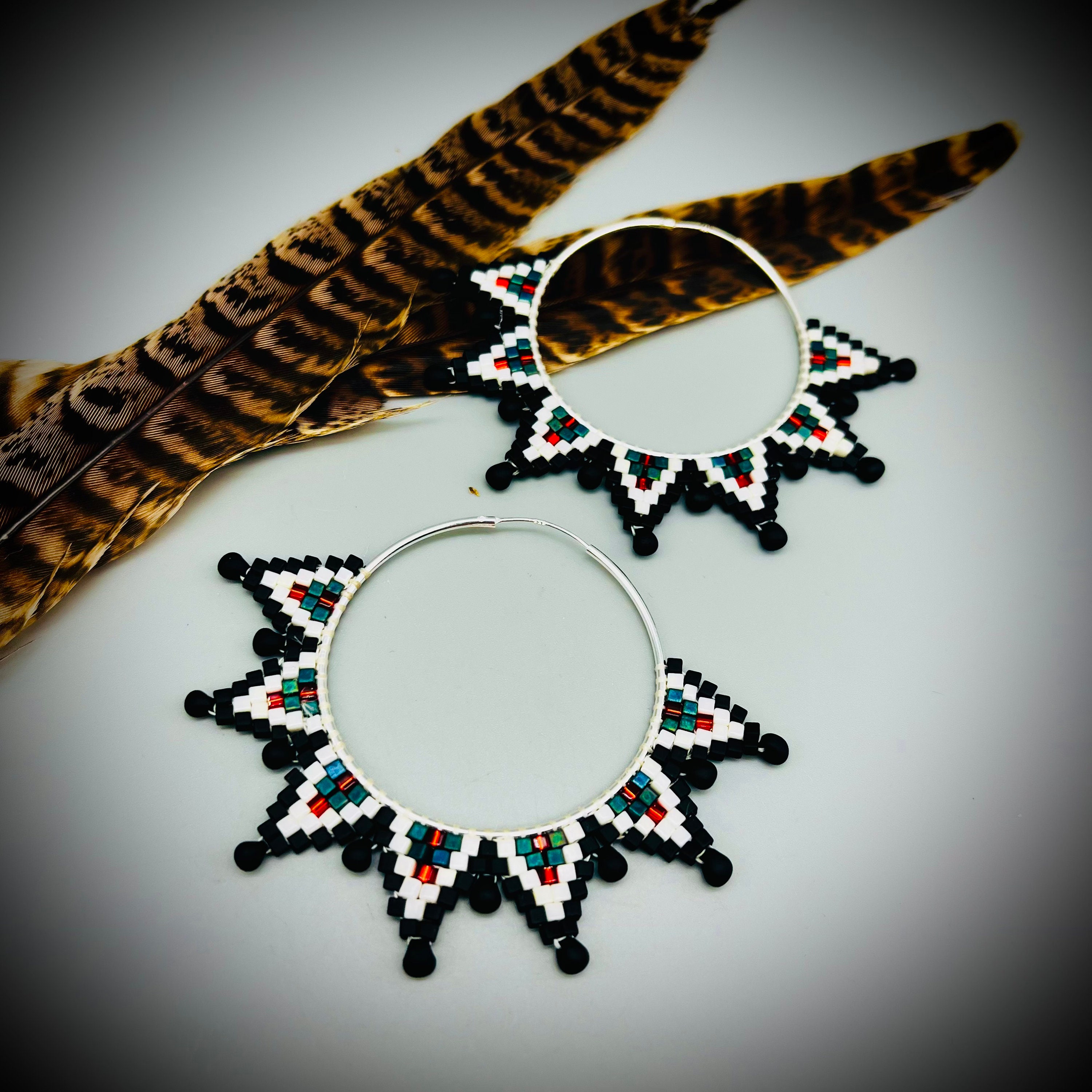 Native American Style Earrings, Boho Beaded Hoop Earrings, Native Hoop ...