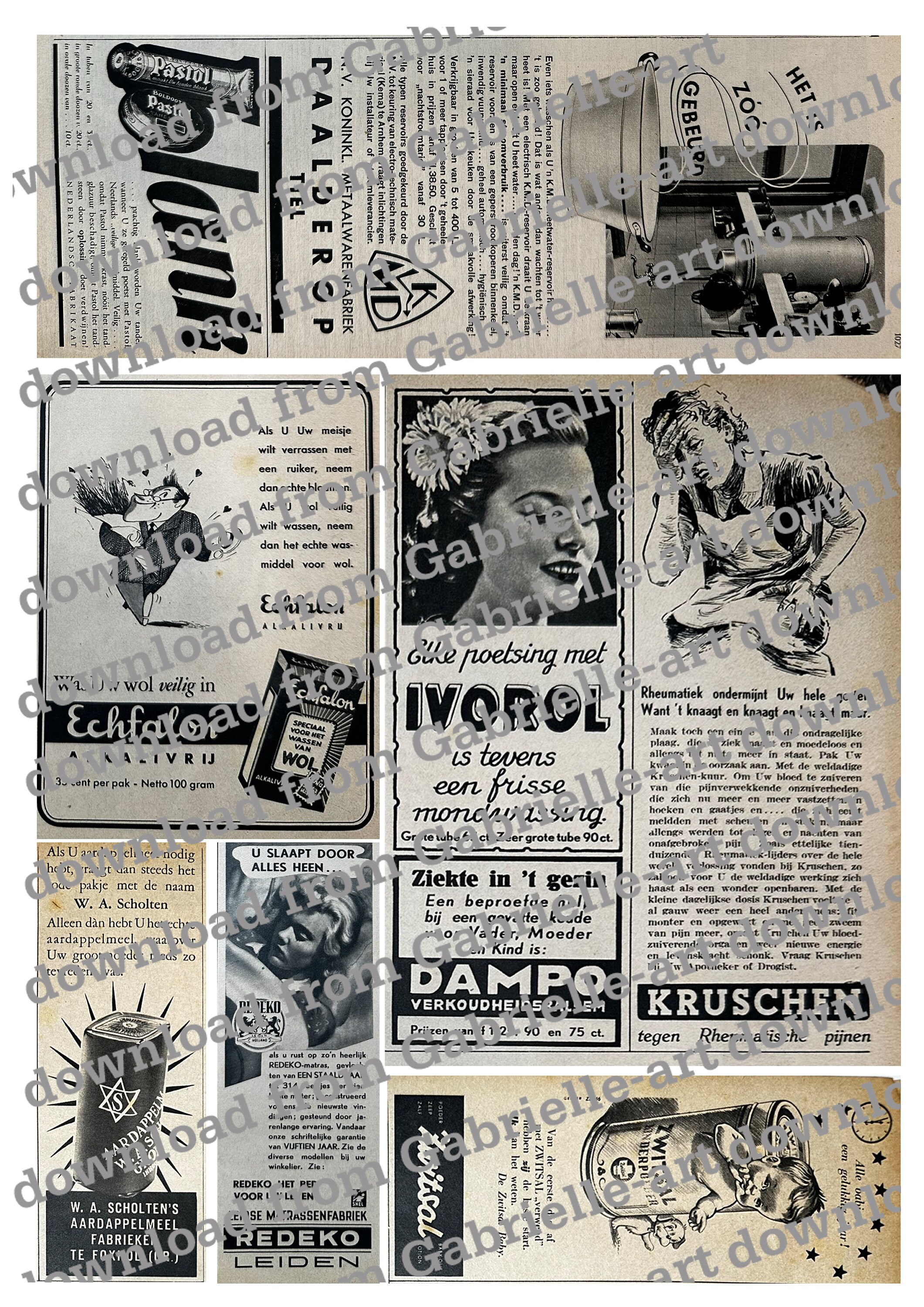 Printable Vintage Ad Collage – 4-page Cut-out Set (1930s–1950s) - Etsy