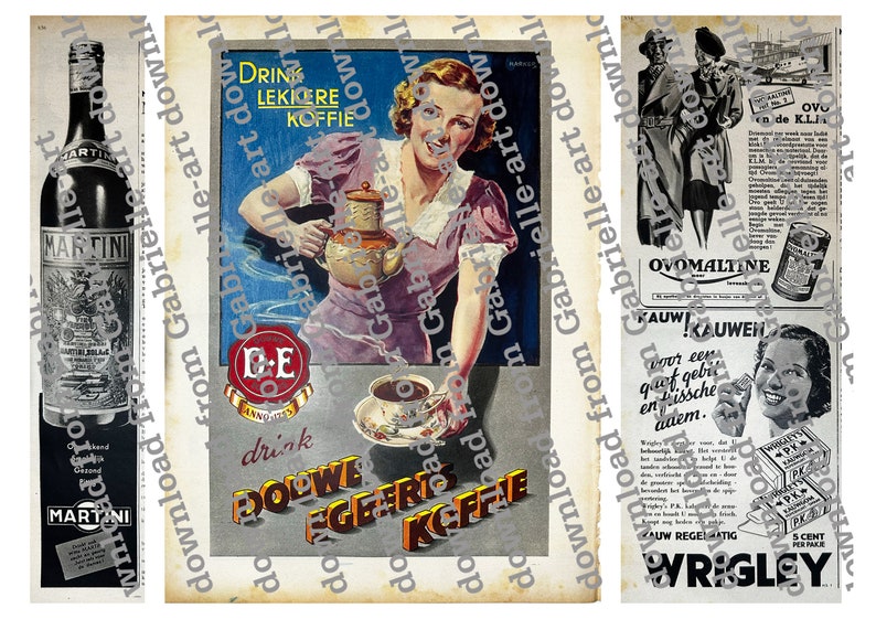 Printable Vintage Ad Collage – 4-page Cut-out Set (1930s–1950s) - Etsy