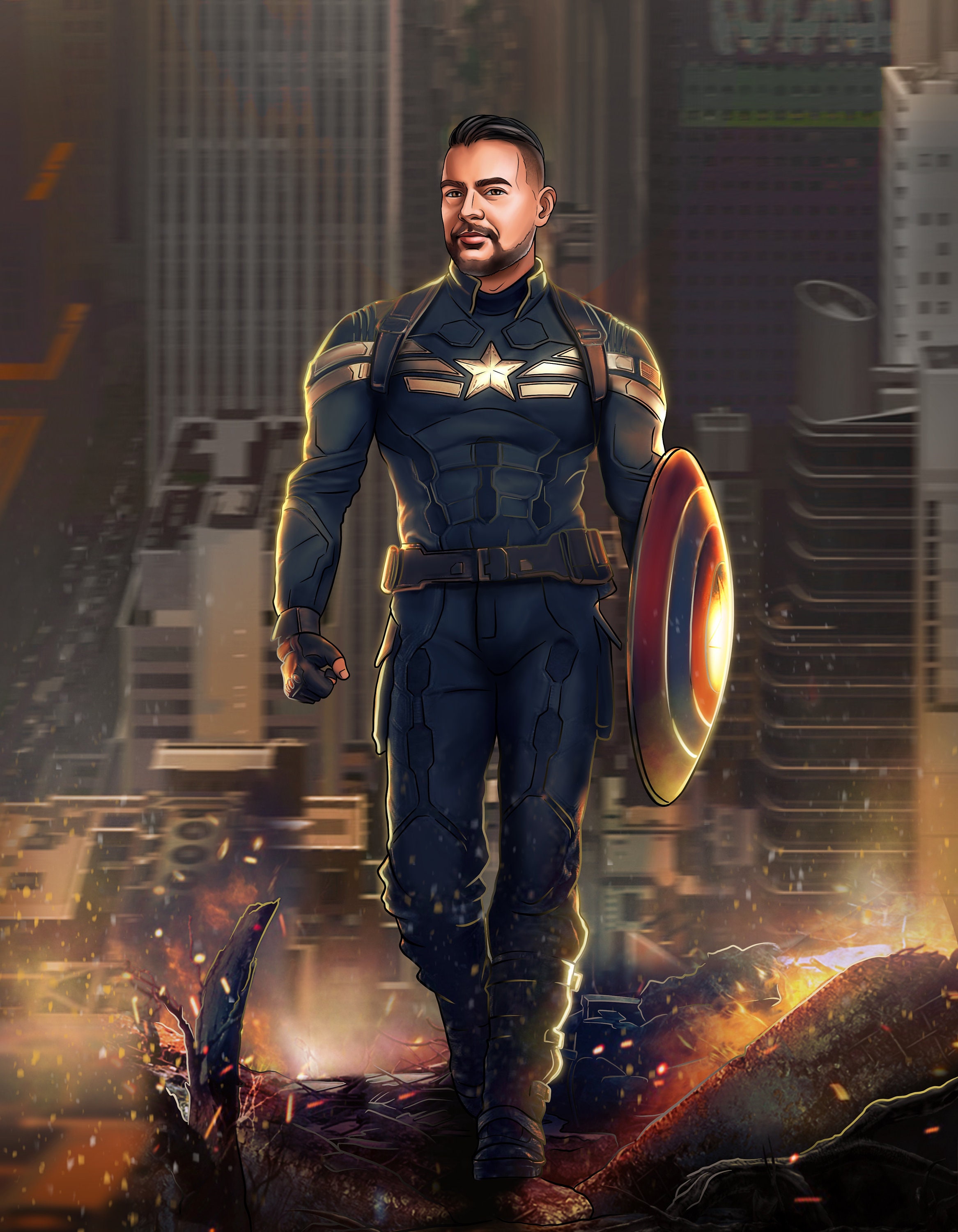 Captain Drawing Custom Captain Illustration Couple Custom Drawing ...