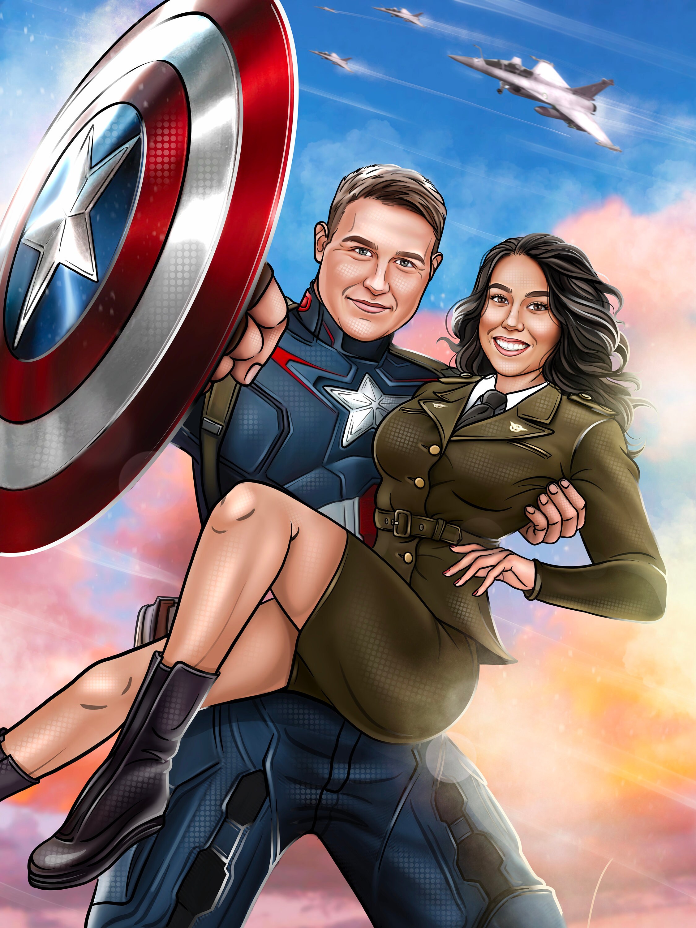 Superhero Drawing Superhero Portrait From the Photo Comics - Etsy