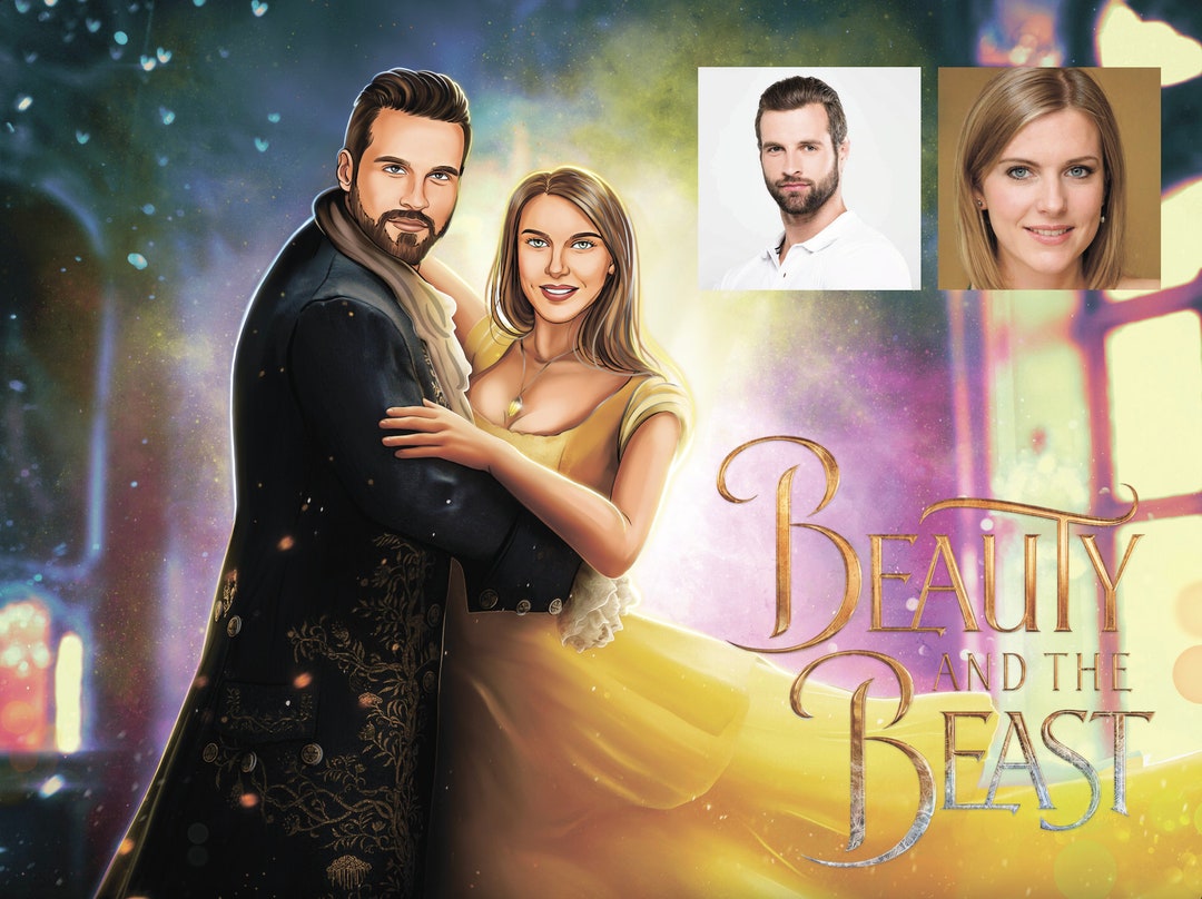 Beauty and the Beast Illustration Romantic Couple Artwork - Etsy