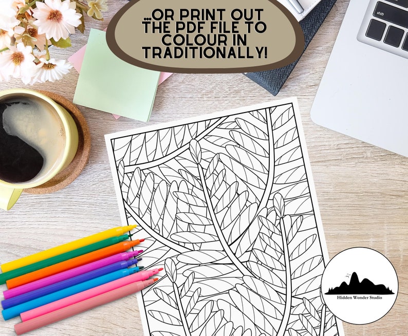 Ferns Adult Colouring Page Printable & Digital Colouring Book Nature ...