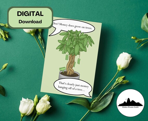 Printable Money Tree Pun Card Instant Download 11.5x17 Cm - Etsy Australia