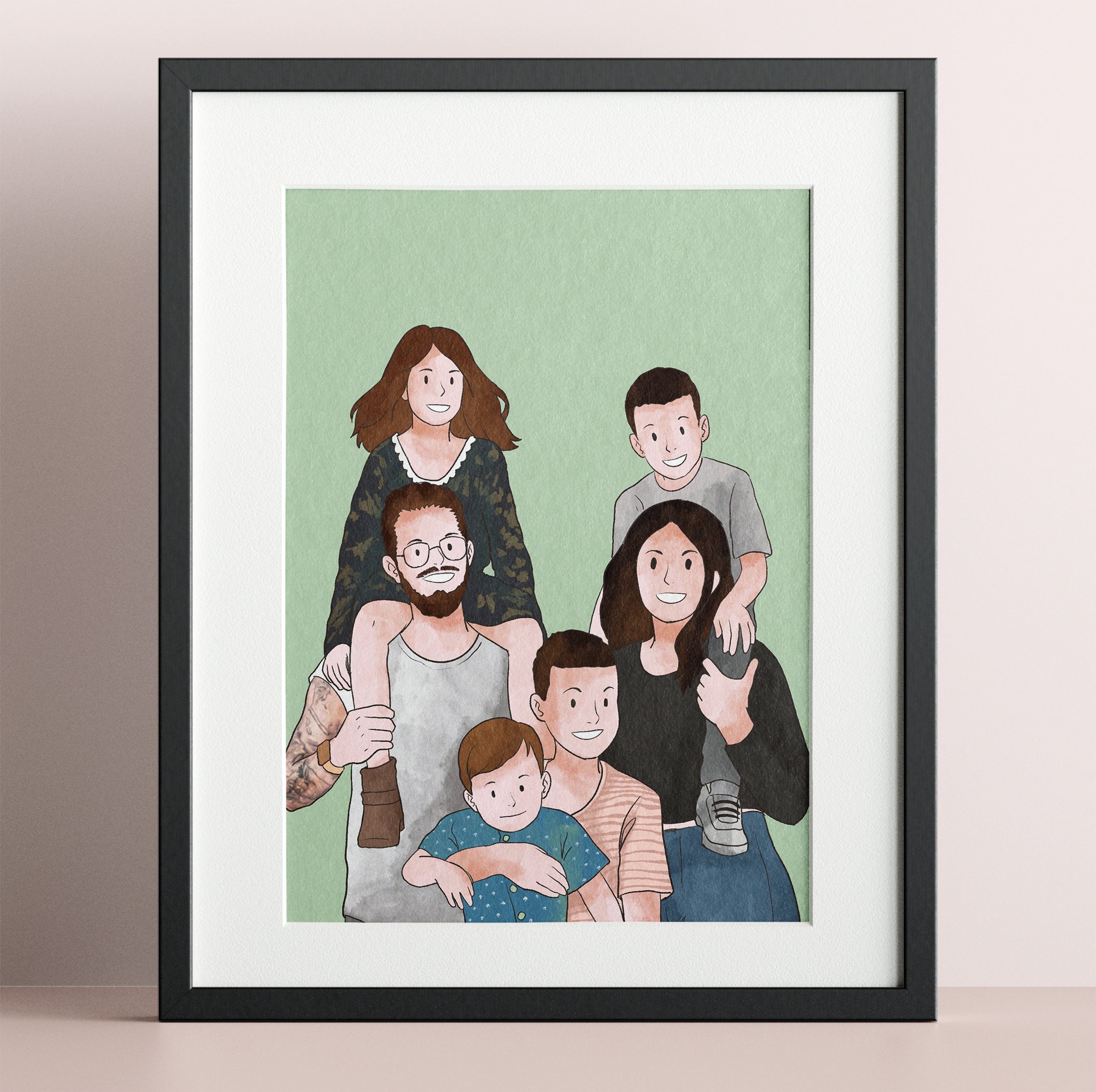 Personalized Family Portrait Hand-drawn Portrait Family Line - Etsy