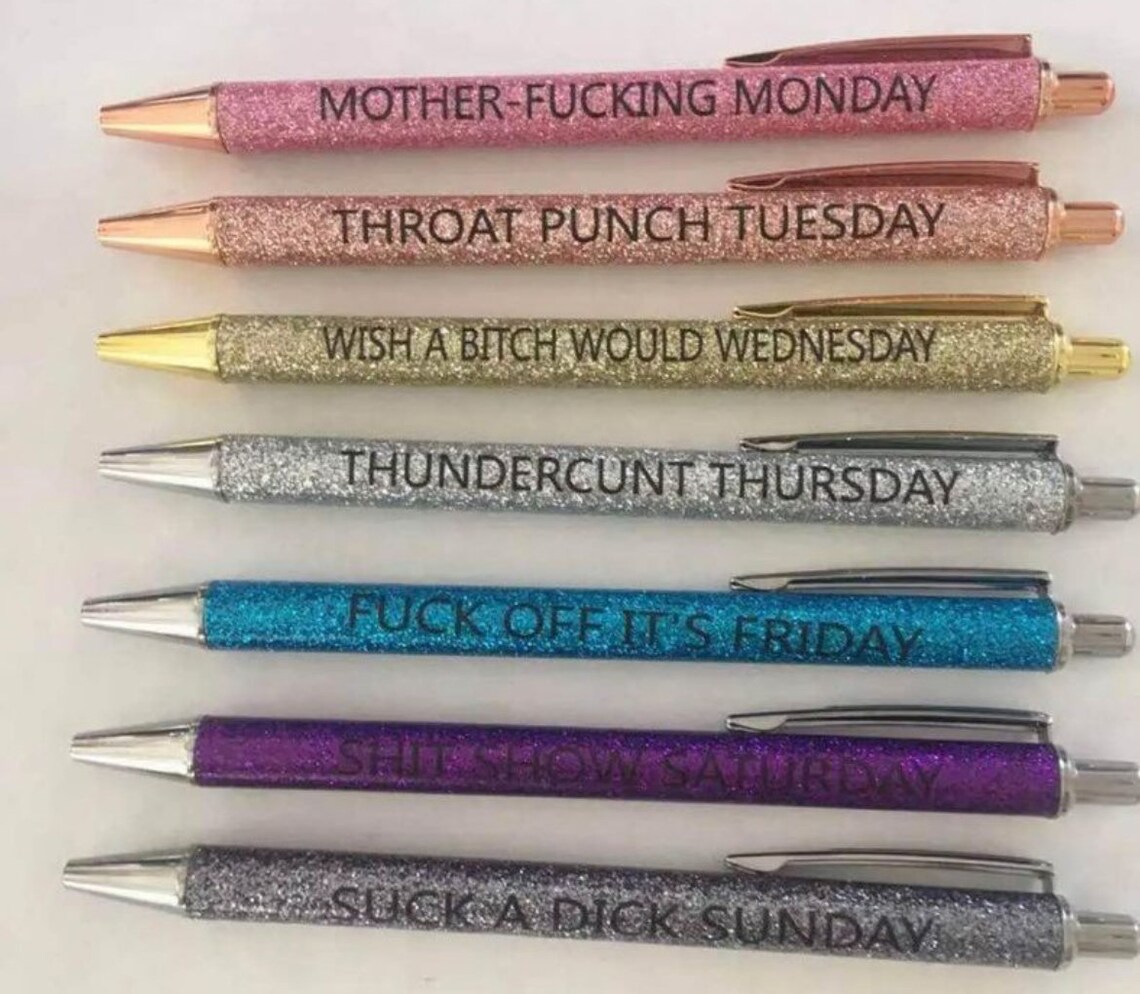 Offensive Days of the Week Pens | Set of 7 Pens | Pens With Sayings ...
