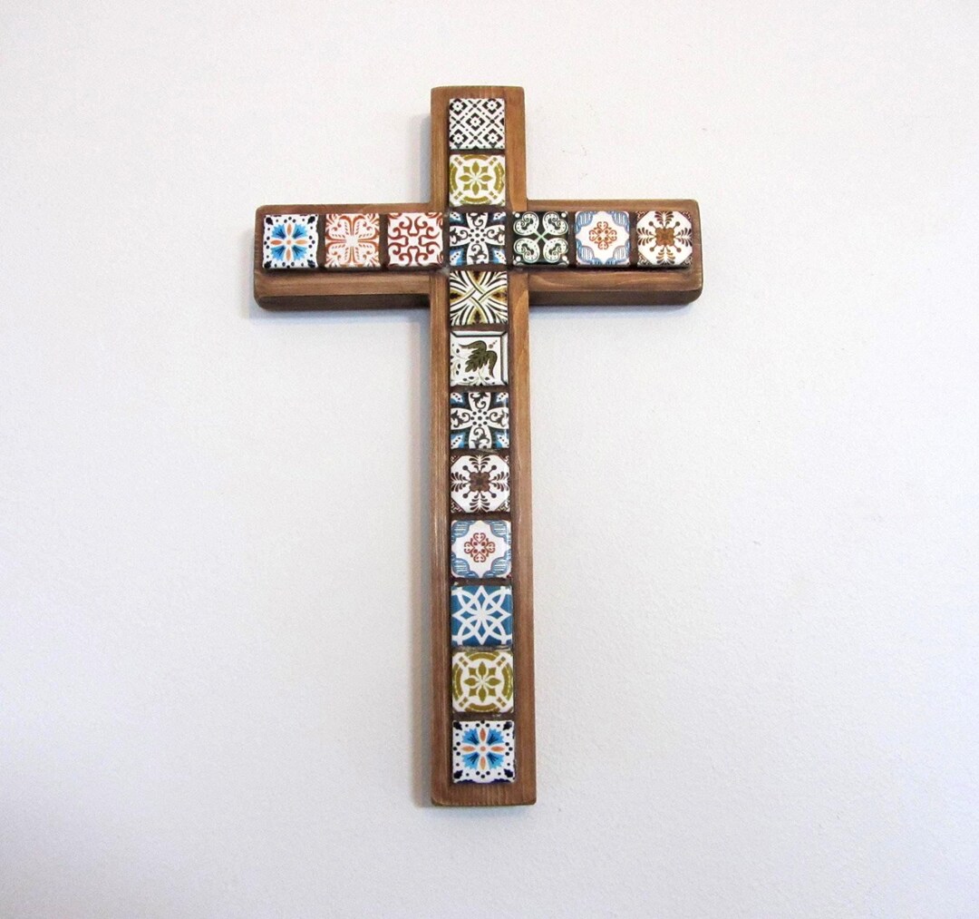 Talavera Mosaic Wall Cross: Rustic Catholic Crucifix, Mexican Style - Etsy