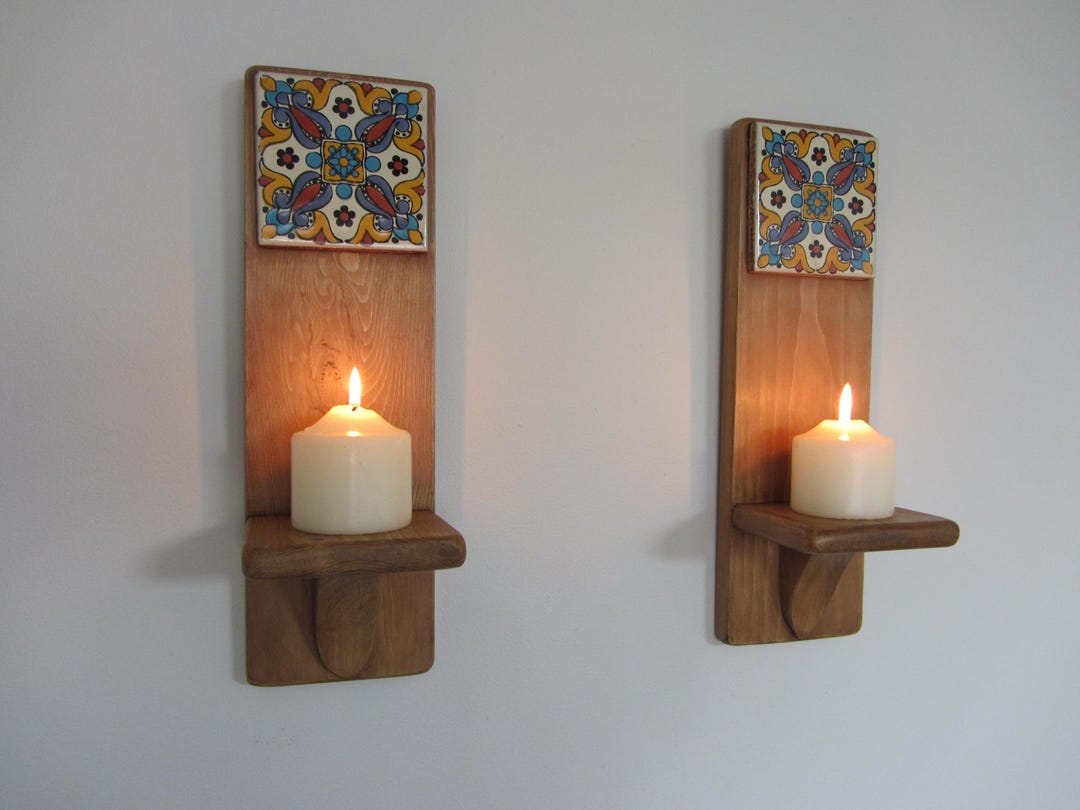 Handmade Terracotta Tile Wall Sconces: Mexican Moroccan Style, 38cm - Etsy
