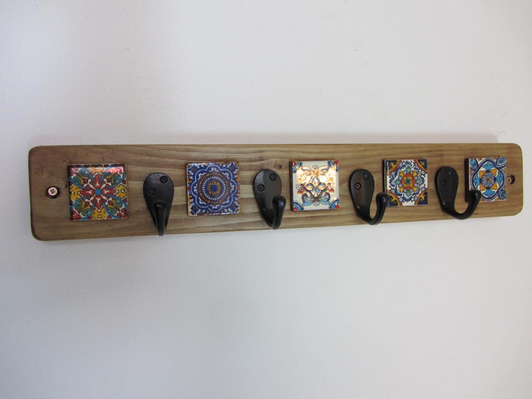 Mexican Style Coat Hooks / Rack Chunky Reclaimed Wood With Solid Cast ...
