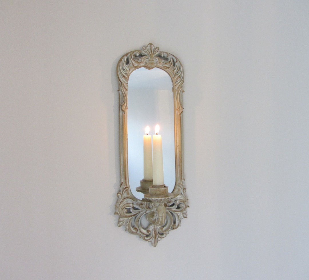 44cm Shabby Chic Rococo Style Wall Sconce Candleholder With Mirror ...