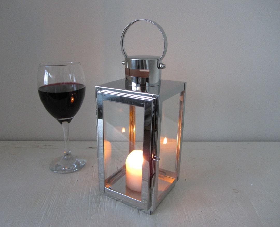 Gorgeous Polished Chrome Silver Candle Lantern Candle Holder Tea Light ...