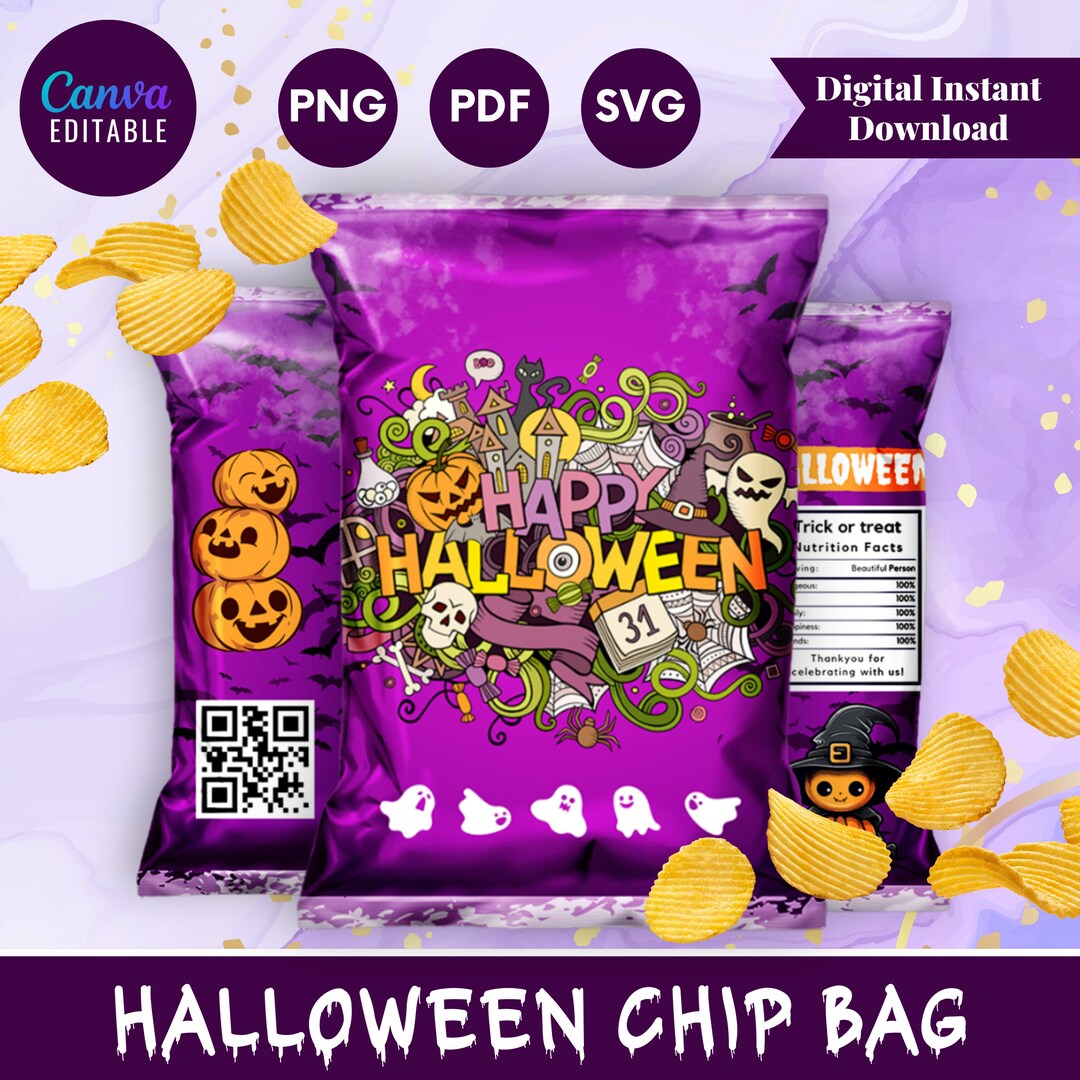 Halloween Chip Bag, Instant Download, Trick or Treat Chip Bag Wrappers ...