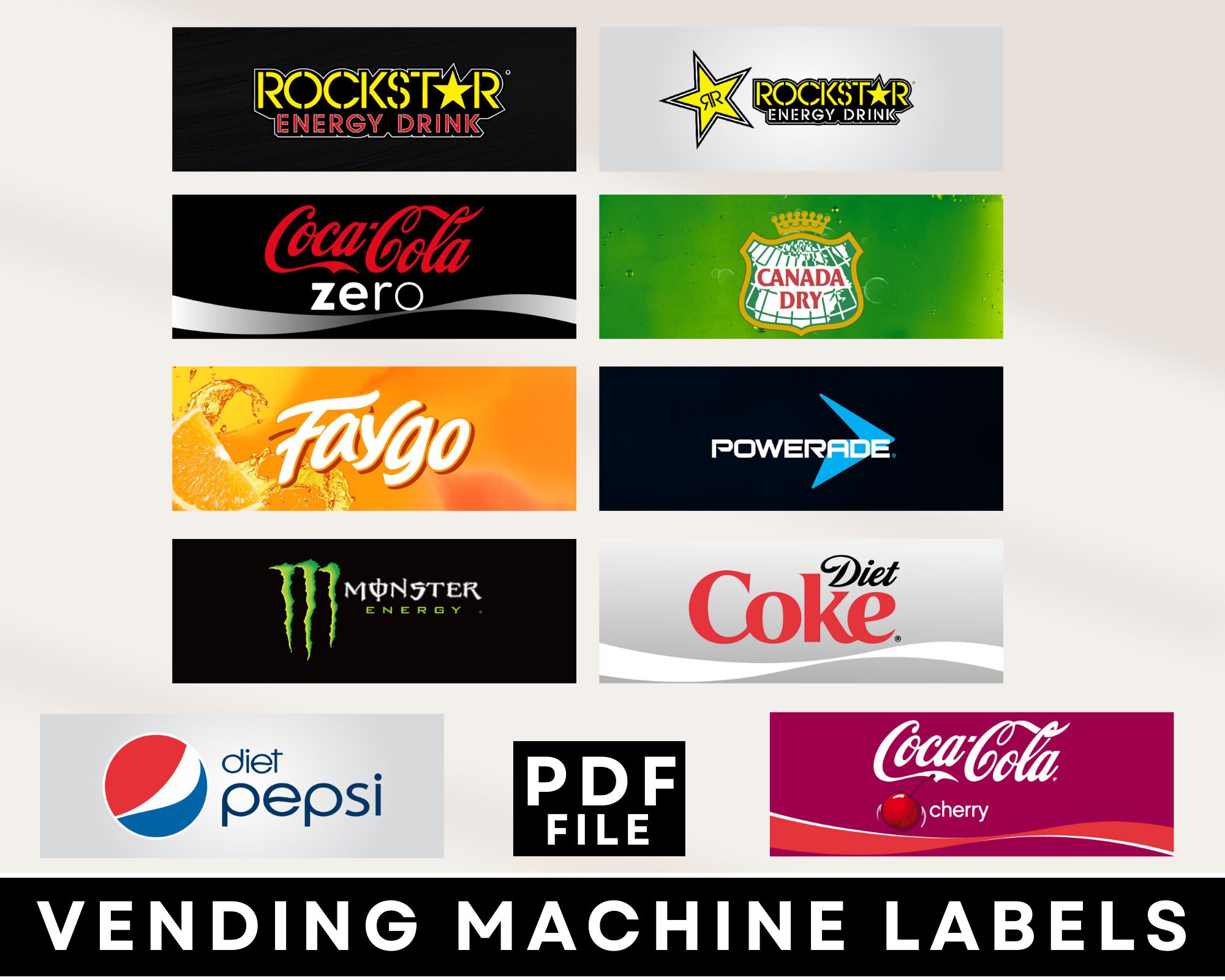 Vending Machine Labels Vendo 720 Labels Soft Drinks Vending - Etsy