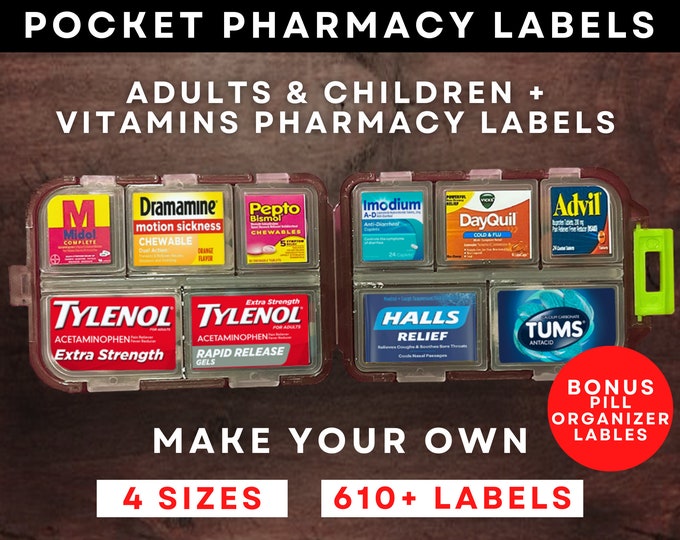 610 Pocket Pill Labels for Pill Organizer in Canva. Pocket Pharmacy ...