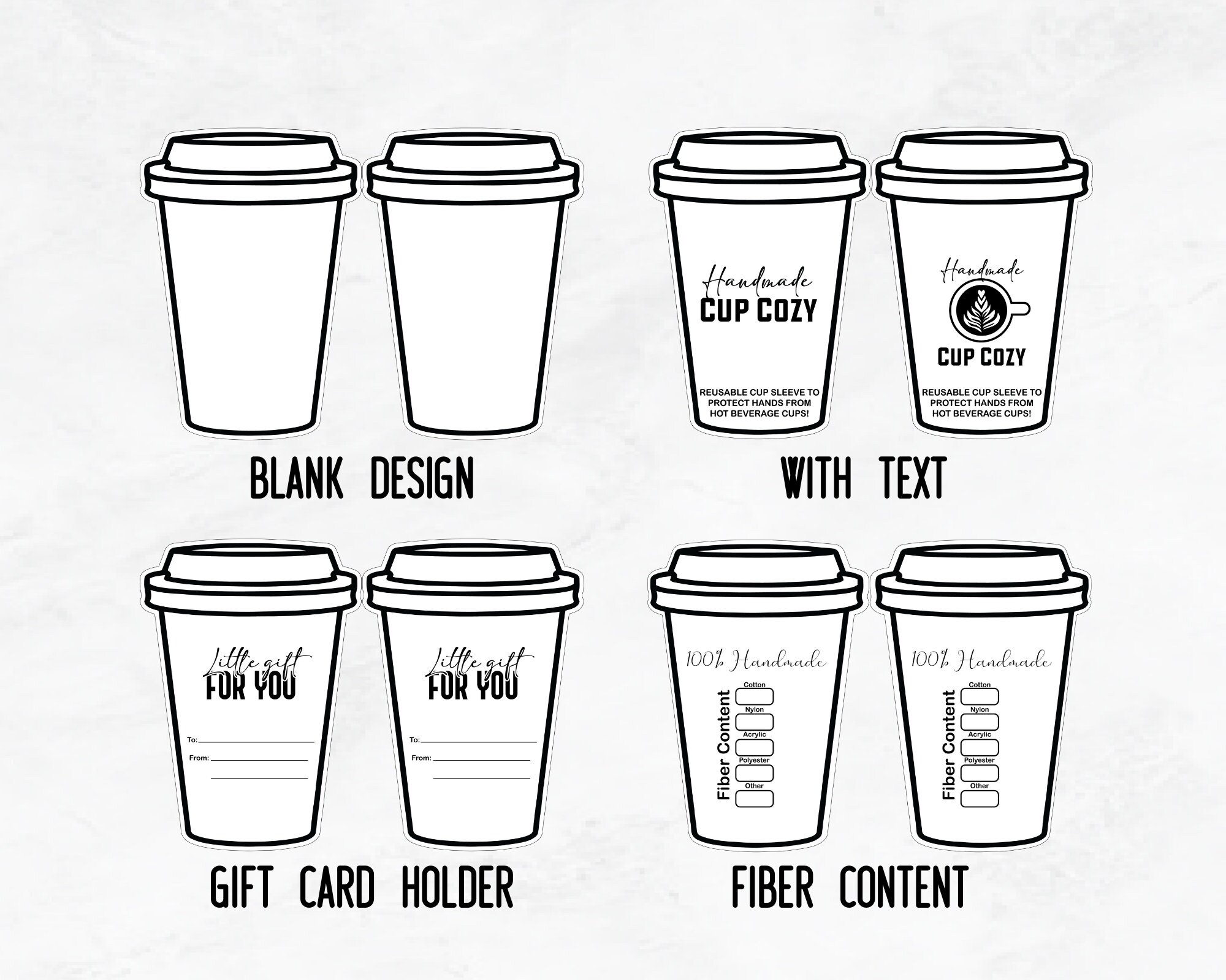 Cup Cozy Template Cup Sleeve Template Cup Cozy Display Card - Etsy