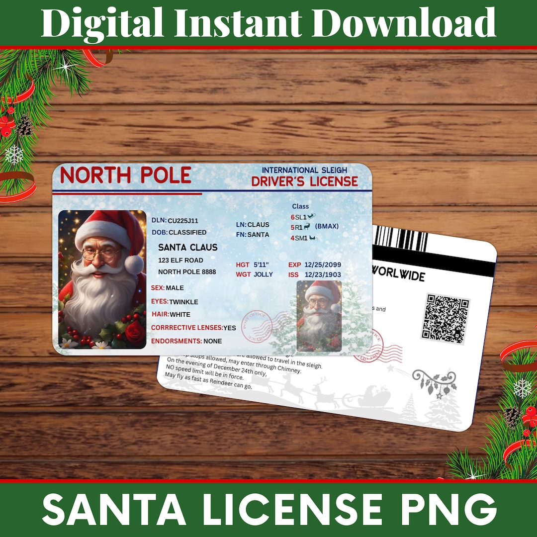Santa License Sublimation Design, Santa License PNG, Santa Drivers ...
