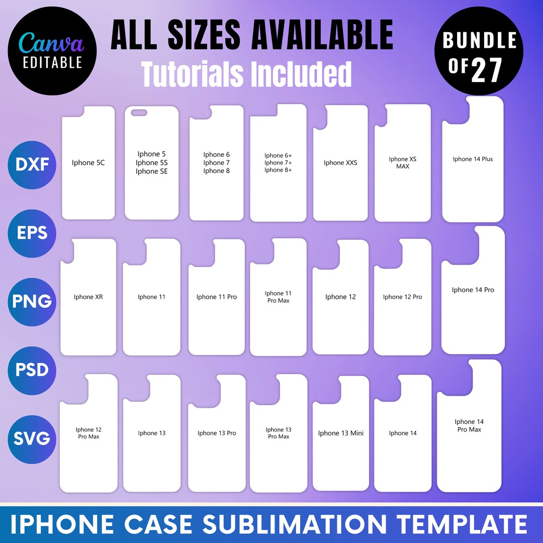 27 iPhone Sublimation Template, Phone Case Template Pack Svg, Cricut ...