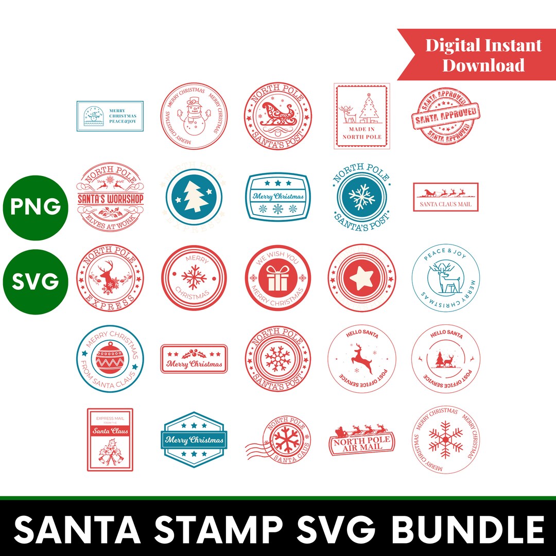Santa Stamp SVG Bundle North Pole Svg Bundle Santa Sack Svg - Etsy UK