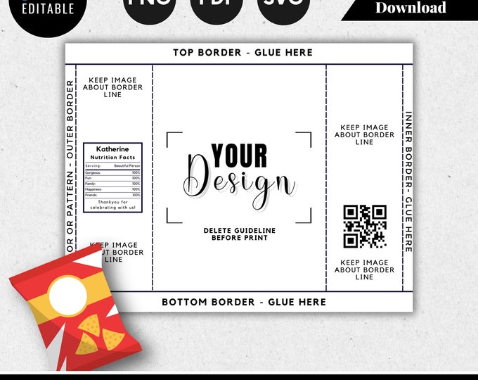 Chip Bag Template, Blank Chip Bag, Chip Bag Template Canva Editable ...