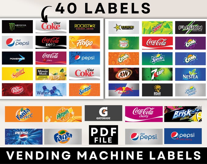 Vending Machine Labels, Soft Drinks Vending Machine Labels, Pepsi Coke ...