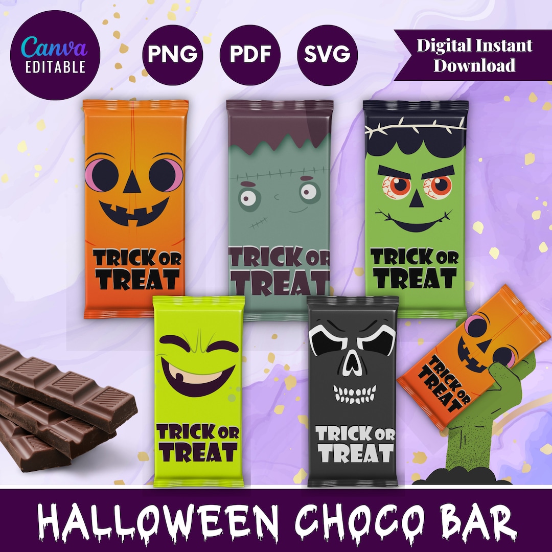 Halloween Chocolate Bar Wrapper Candy Bar Wrapper Template - Etsy