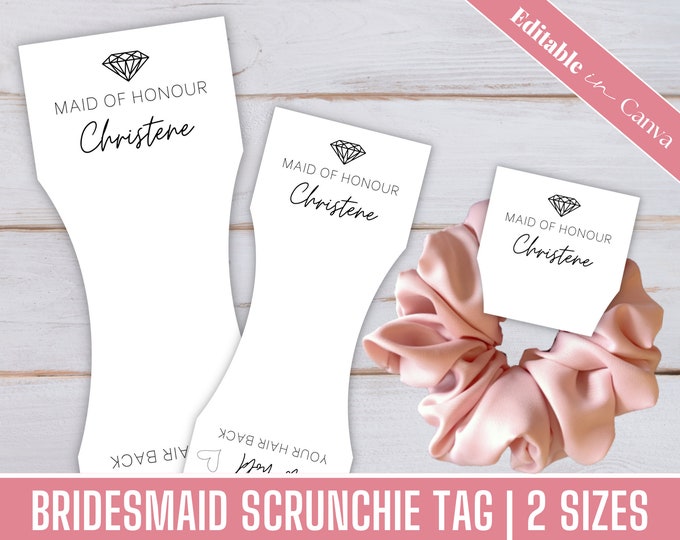 Printable Scrunchie Hang Tags, Editable Scrunchie Tag, Customizable Tag ...