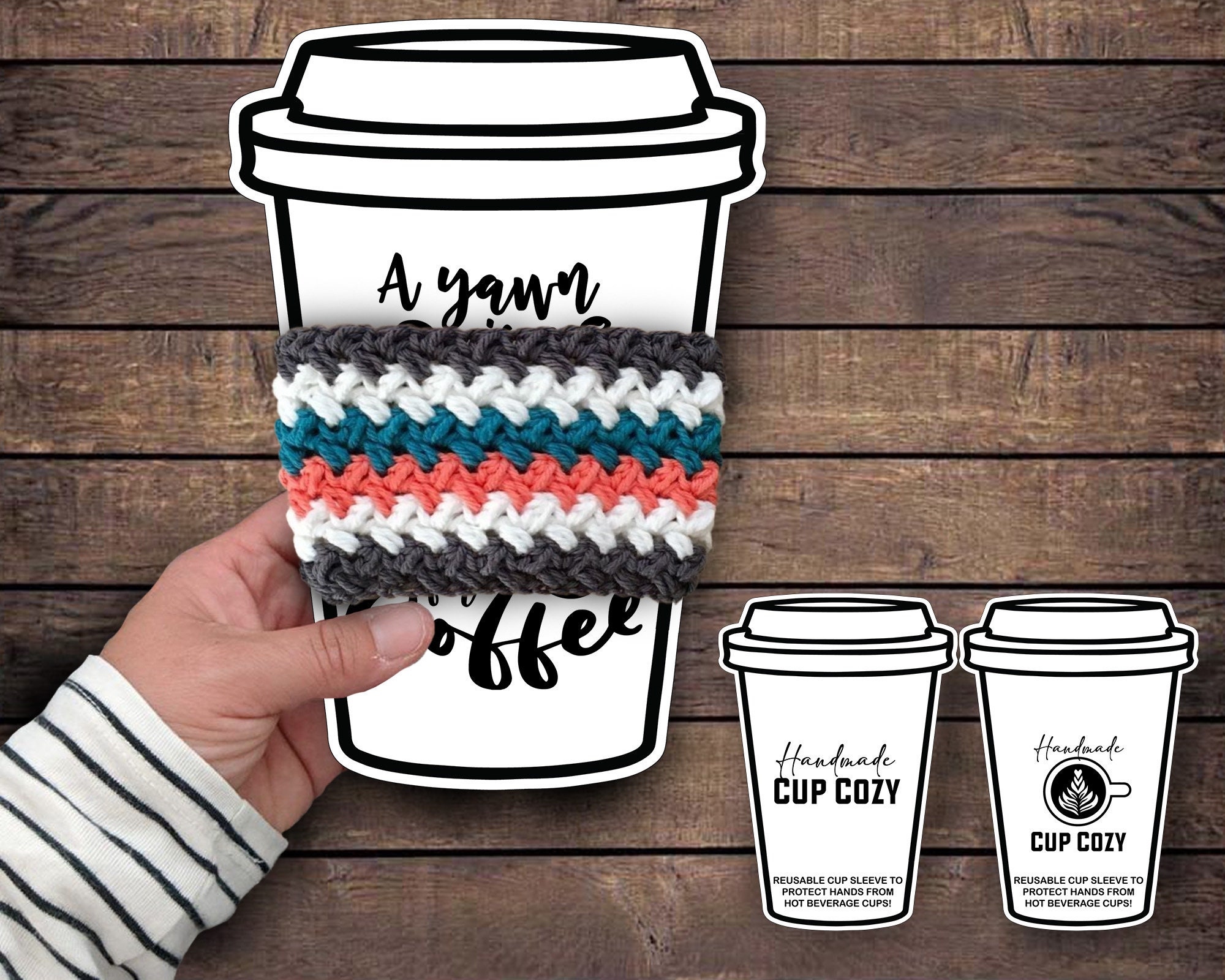 Cup Cozy Template Cup Sleeve Template Cup Cozy Display Card - Etsy