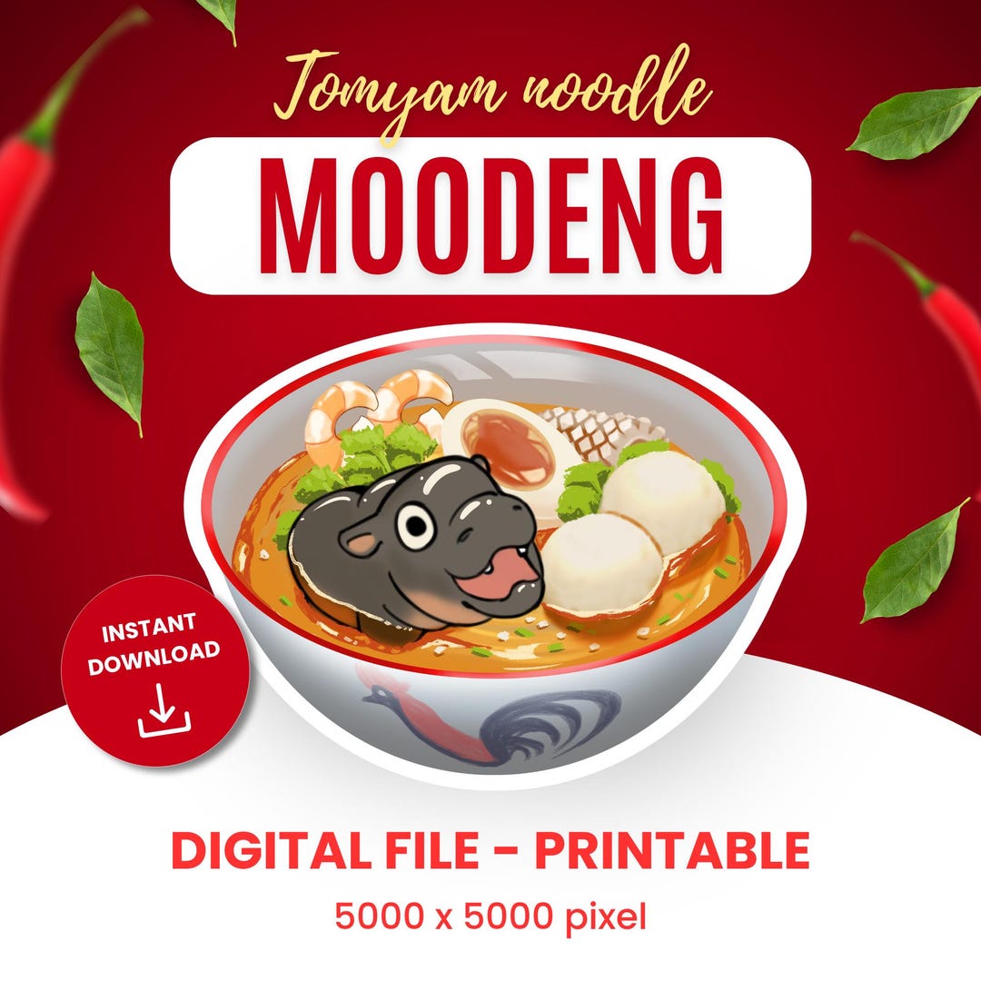 Tomyam Moodeng Digital Files, Hippo, Cute, Animal, Food, Sticker ...