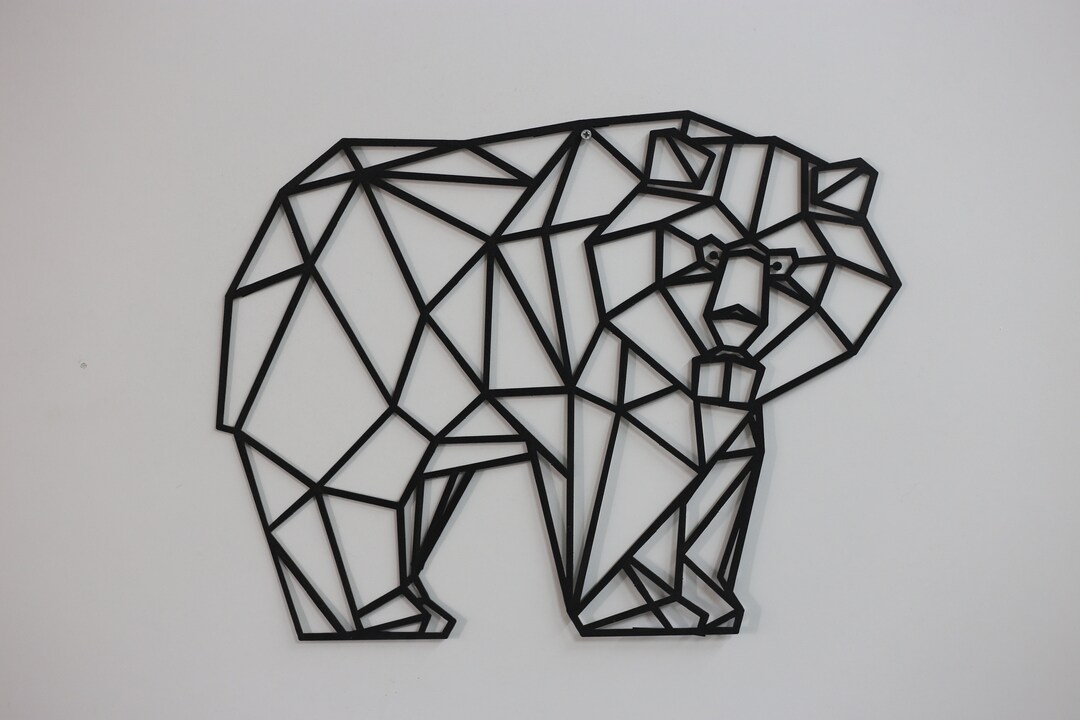Metal Wall Decor - Metal Bear Wall Art - Geometric Bear Decor - Home ...