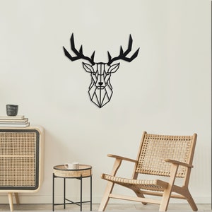 Deer Head Metal Wall Art , Geometric Wall Decor, Living Room Decor ...