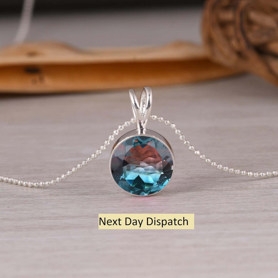 Rare Bio Alexandrite Silver Necklace, Gemstone Necklace With Silver ...