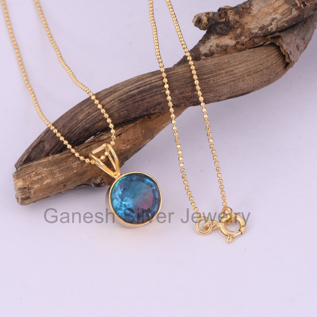 Rare Bio Alexandrite Silver Necklace, Gemstone Necklace With Silver ...