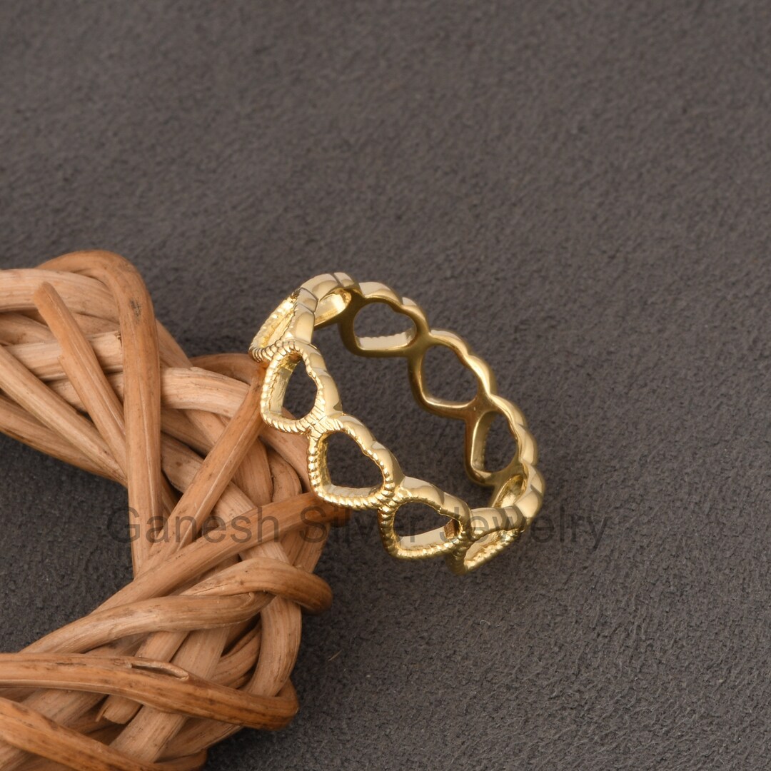 Hollow Heart Shaped Ring - 14K Solid Yellow Gold Ring - Heart Design ...